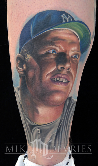Mickey Mantle Tattoo by Mike DeVries: TattooNOW